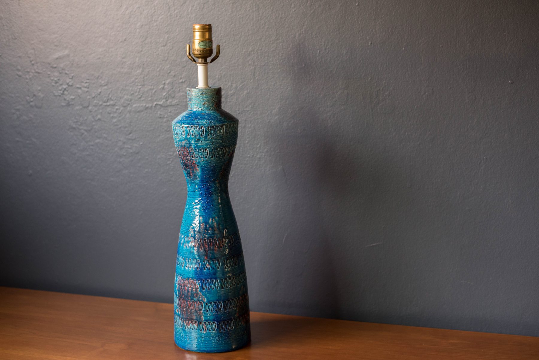 Mid Century Tall Rimini Blue Bitossi Lamp by Aldo Londi - Mid Century ...