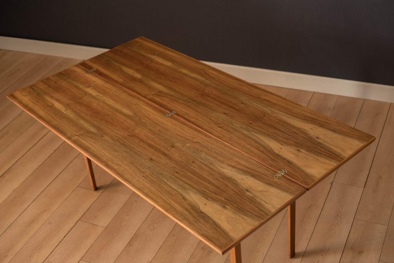 Mid Century Modern Expandable Walnut Console Dining Table - Mid Century ...