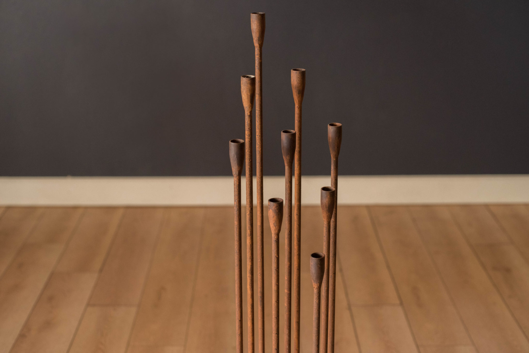 Mid Century Modern Tall Floor Standing Cast Iron Candelabra - Mid ...