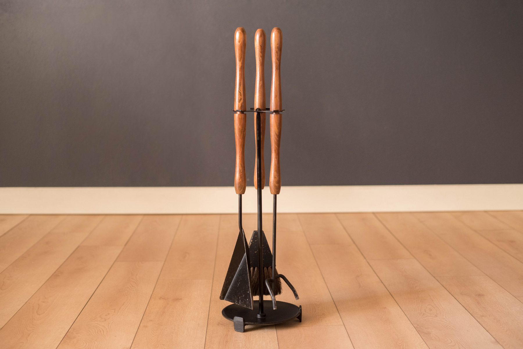 Mid-Century Modern Three-Piece Standing Fireplace Tool Set - Mid ...