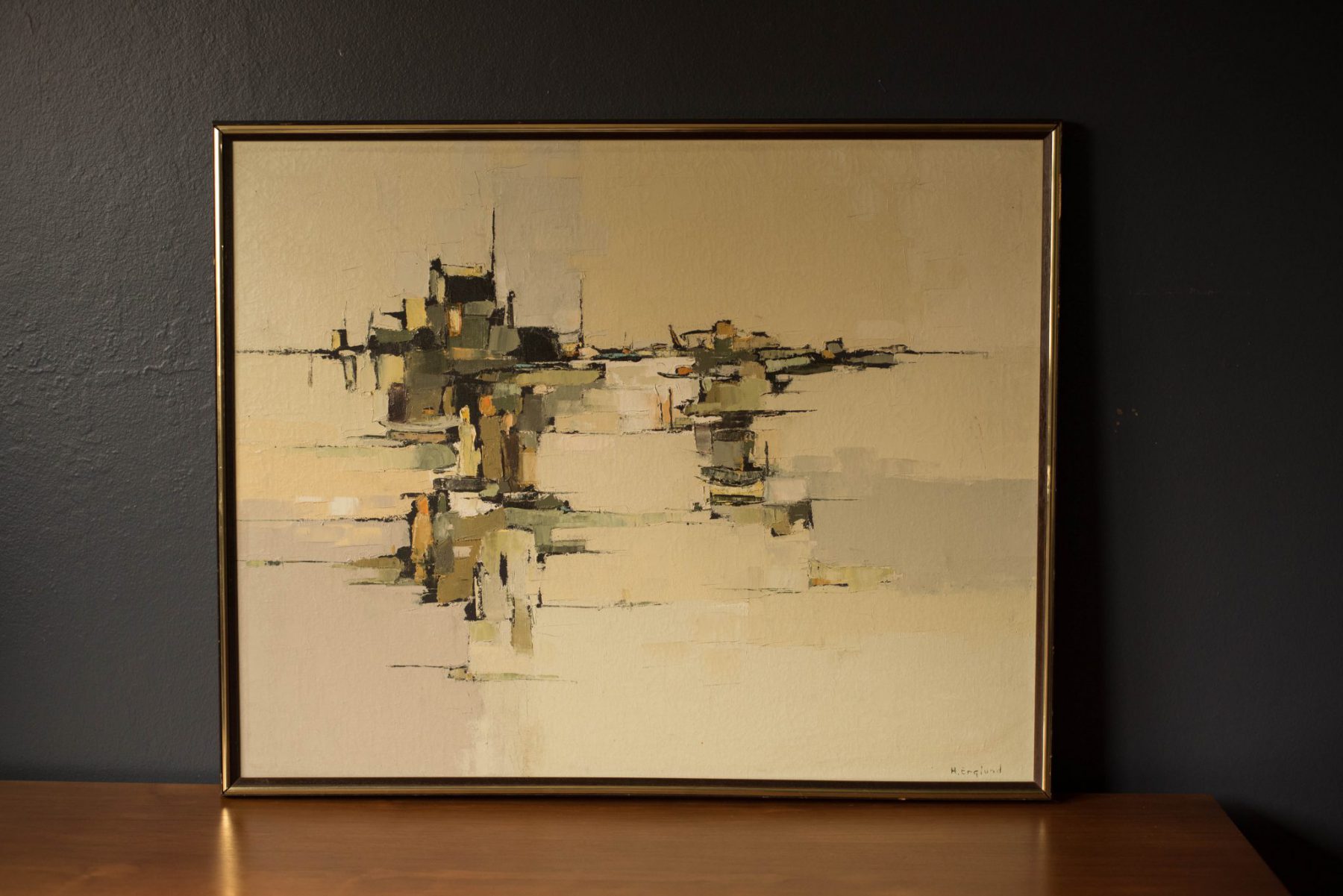 Mid Century Abstract Painting By Harriet Englund - Mid Century Maddist