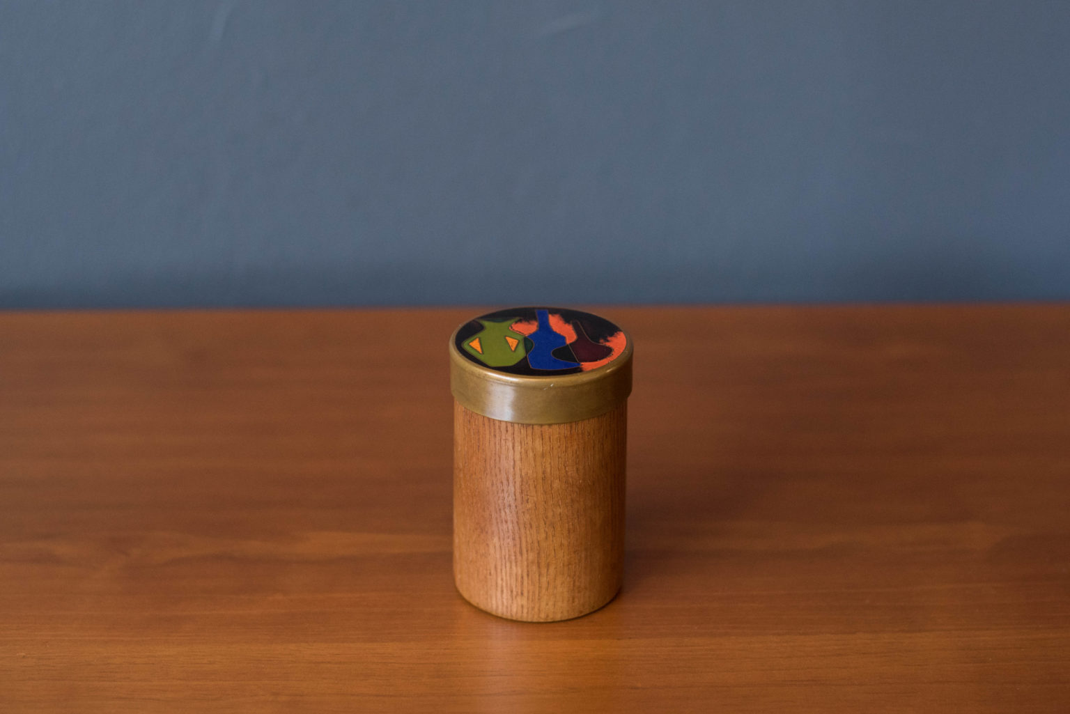 Mid Century Modern Enameled Copper and Oak Jewelry Keepsake Container ... Mid Century Modern Enameled Copper and Oak Jewelry Keepsake Container ...