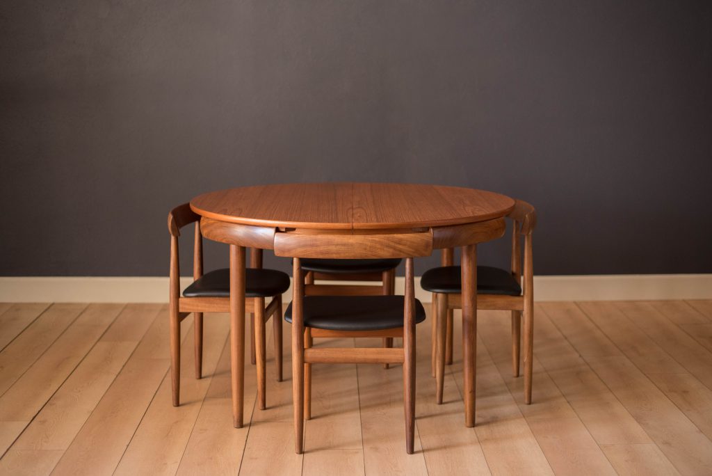 Vintage Danish Hans Olsen Teak Round Dining Table and Chair Set - Mid ...
