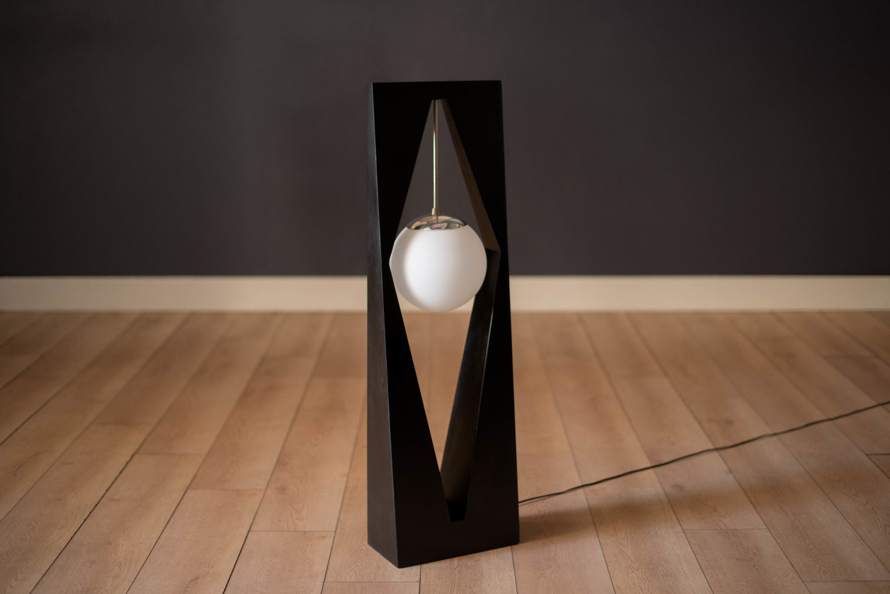 Mid Century California Modern Black Table Lamp with Glass Globe by ...