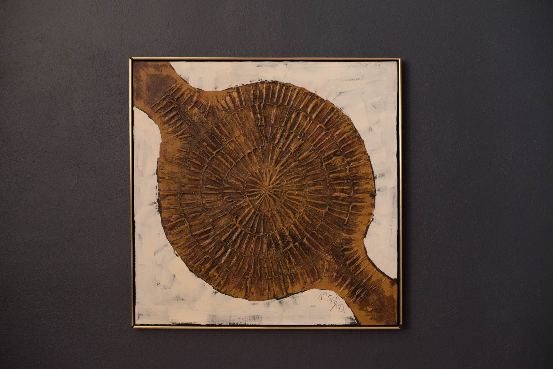 Vintage Abstract Oil Painting by R. Styles - Mid Century Maddist