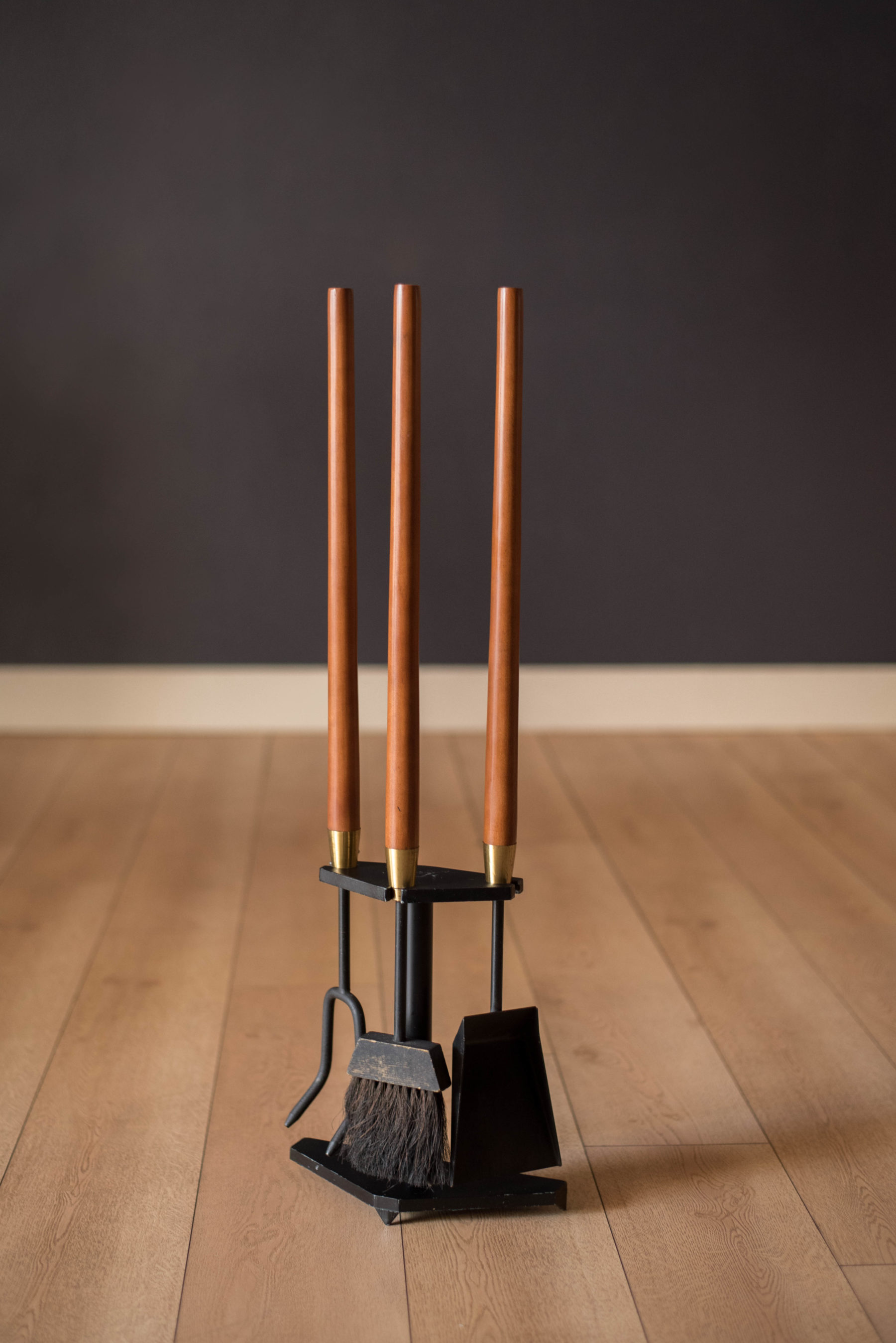 Mid Century Modern Three-Piece Standing Fireplace Tool Set by Seymour ...
