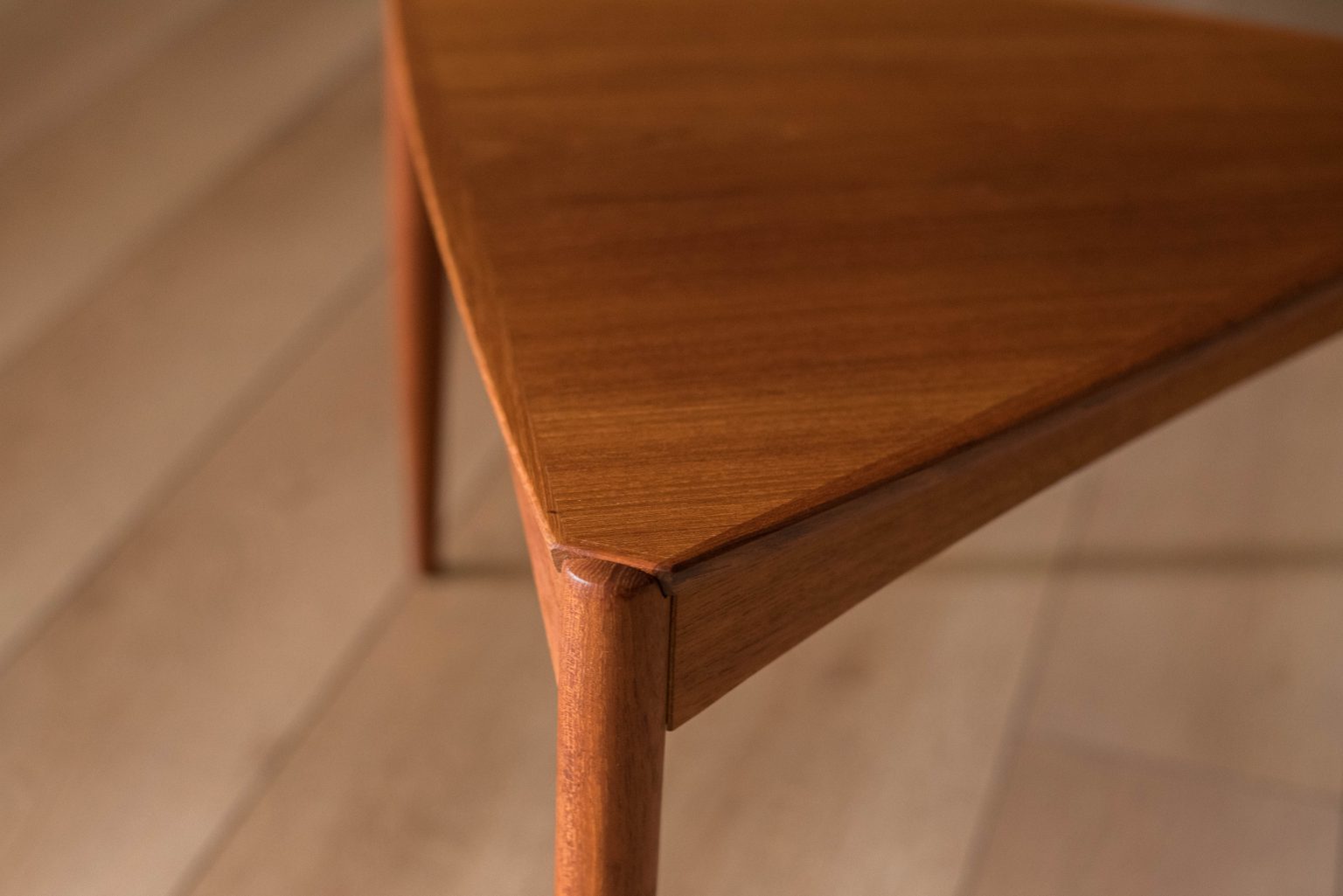 Vintage Scandinavian Teak Triangle End Table - Mid Century Maddist