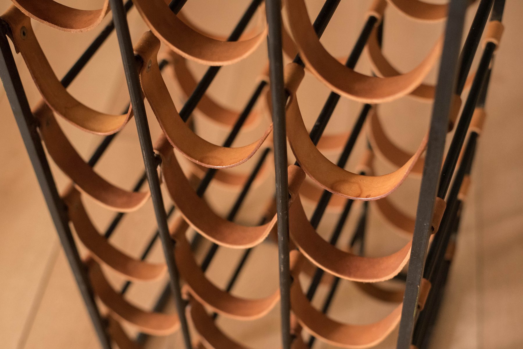 Mid-Century Modern Leather and Iron Wine Rack by Arthur Umanoff - Mid ...