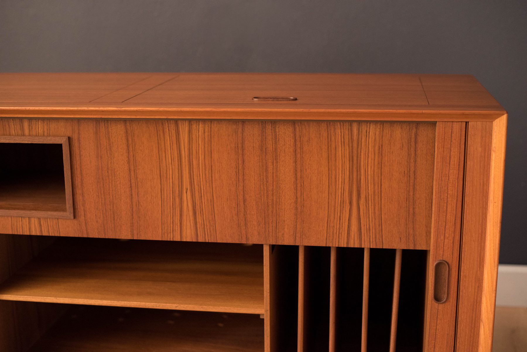 Mid-Century Teak Sibast Tambour Door Stereo Console Cabinet by Arne ...
