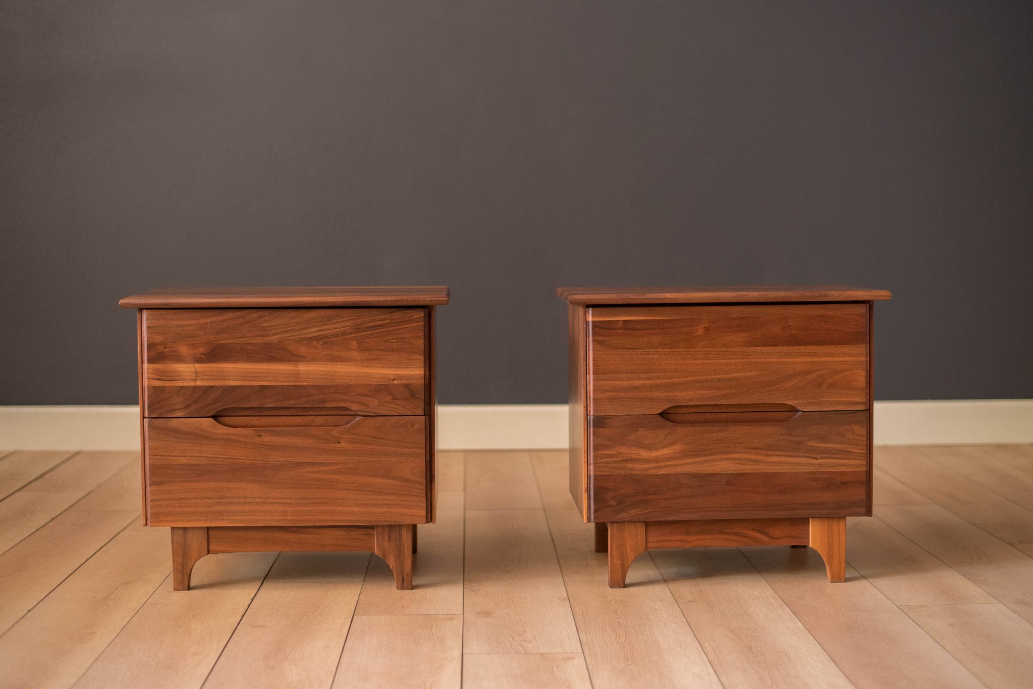Pair of Mid-Century Modern Solid Walnut Nightstands - Mid Century Maddist Pair of Mid-Century Modern Solid Walnut Nightstands - Mid Century Maddist