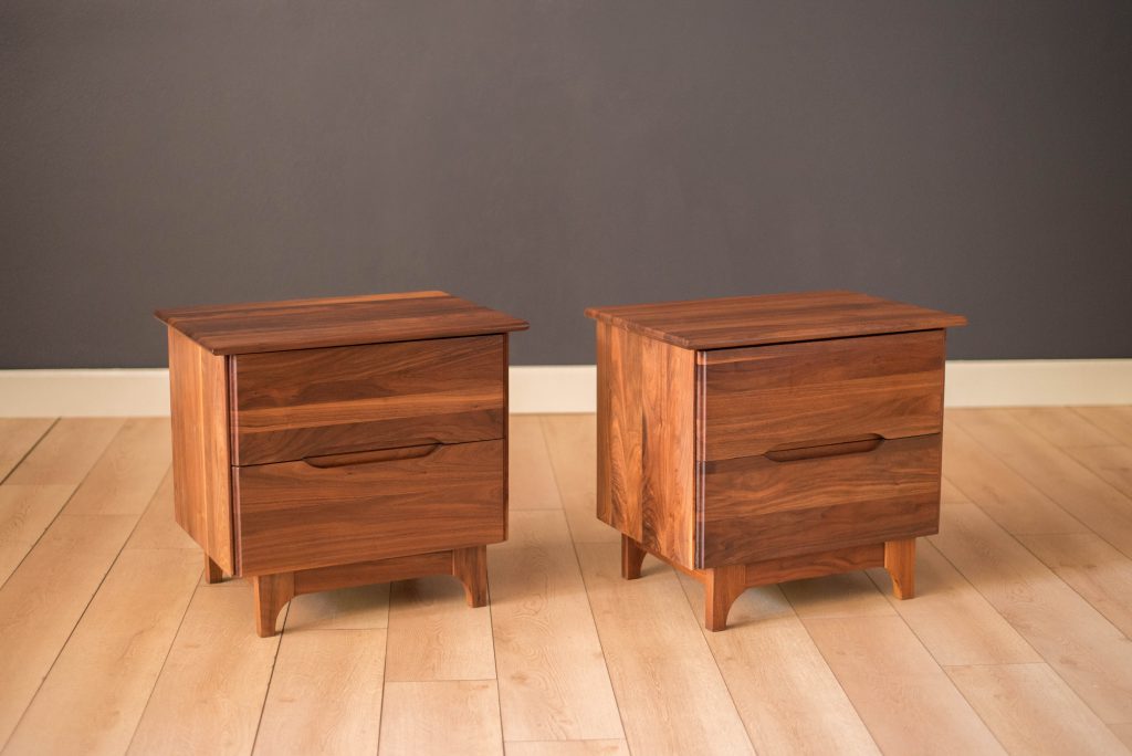 Pair of Mid-Century Modern Solid Walnut Nightstands - Mid Century Maddist Pair of Mid-Century Modern Solid Walnut Nightstands - Mid Century Maddist